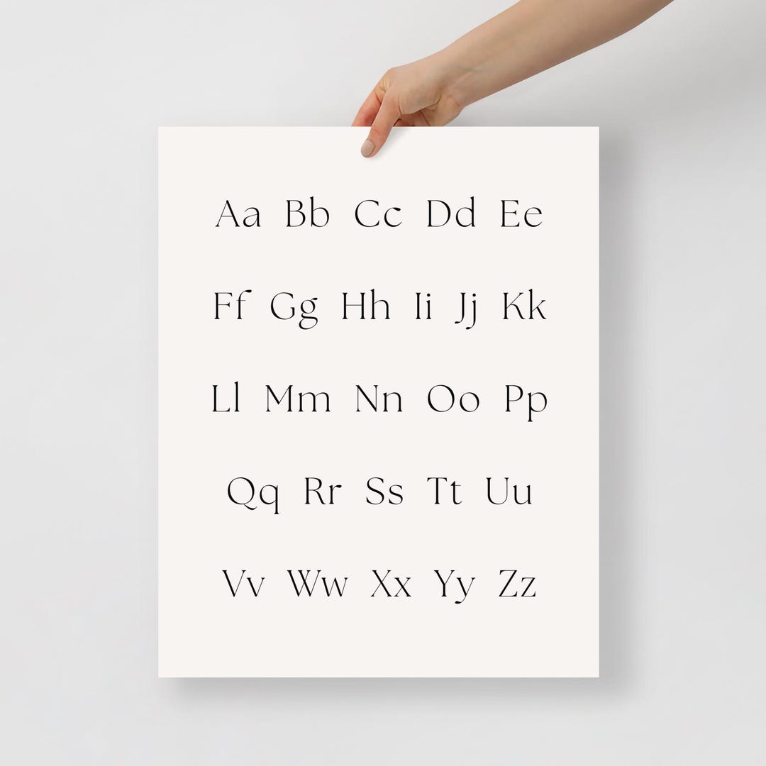 Minimal Alphabet Poster Unframed – Chic ABC Wall Art for Nursery, Kids ...