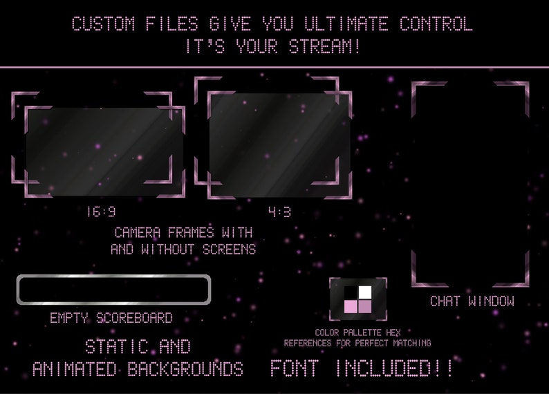Animated CLEAN Metallic Scoreboard - PINK- Twitch Streamer Overlay Pack ...