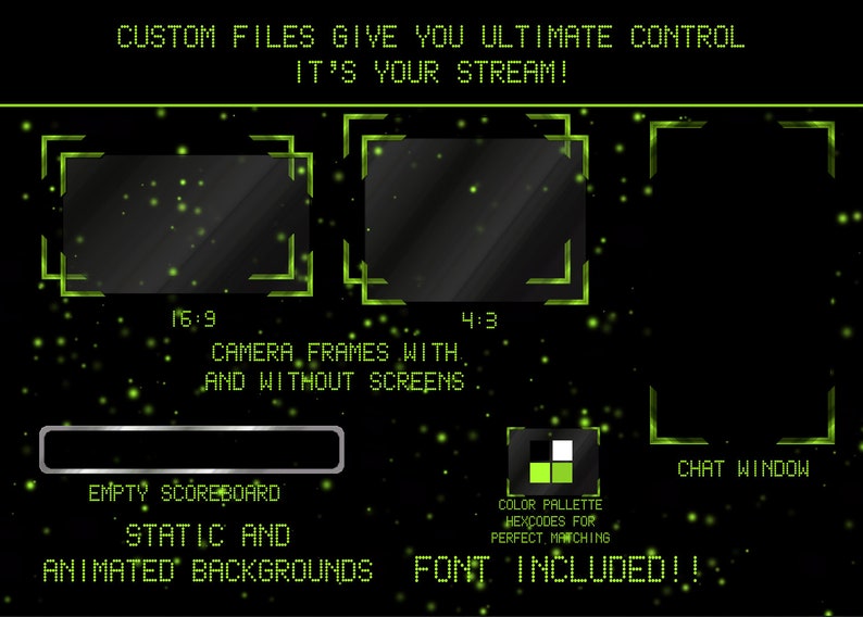 Animated CLEAN Metallic Scoreboard - LIME- Twitch Streamer Overlay Pack ...