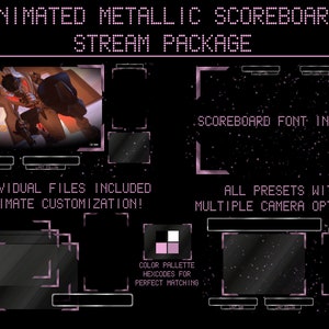 Animated CLEAN Metallic Scoreboard - PINK- Twitch Streamer Overlay Pack ...