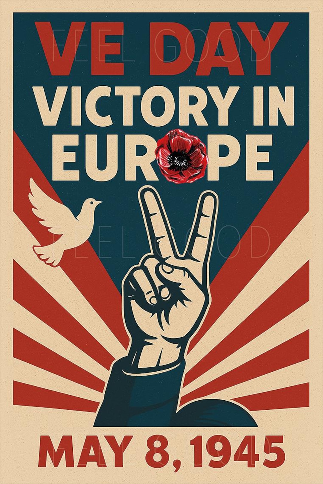 VE Day Retro Poster, Digital Download, WWII Victory Celebration Wall ...