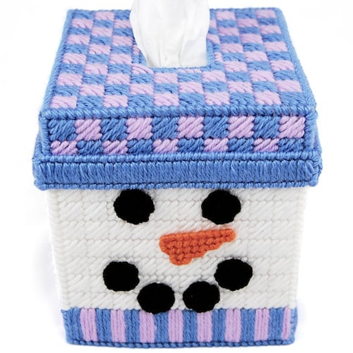 PATTERN: Quilted Snowman Tissue Box Cover in Plastic Canvas - Etsy
