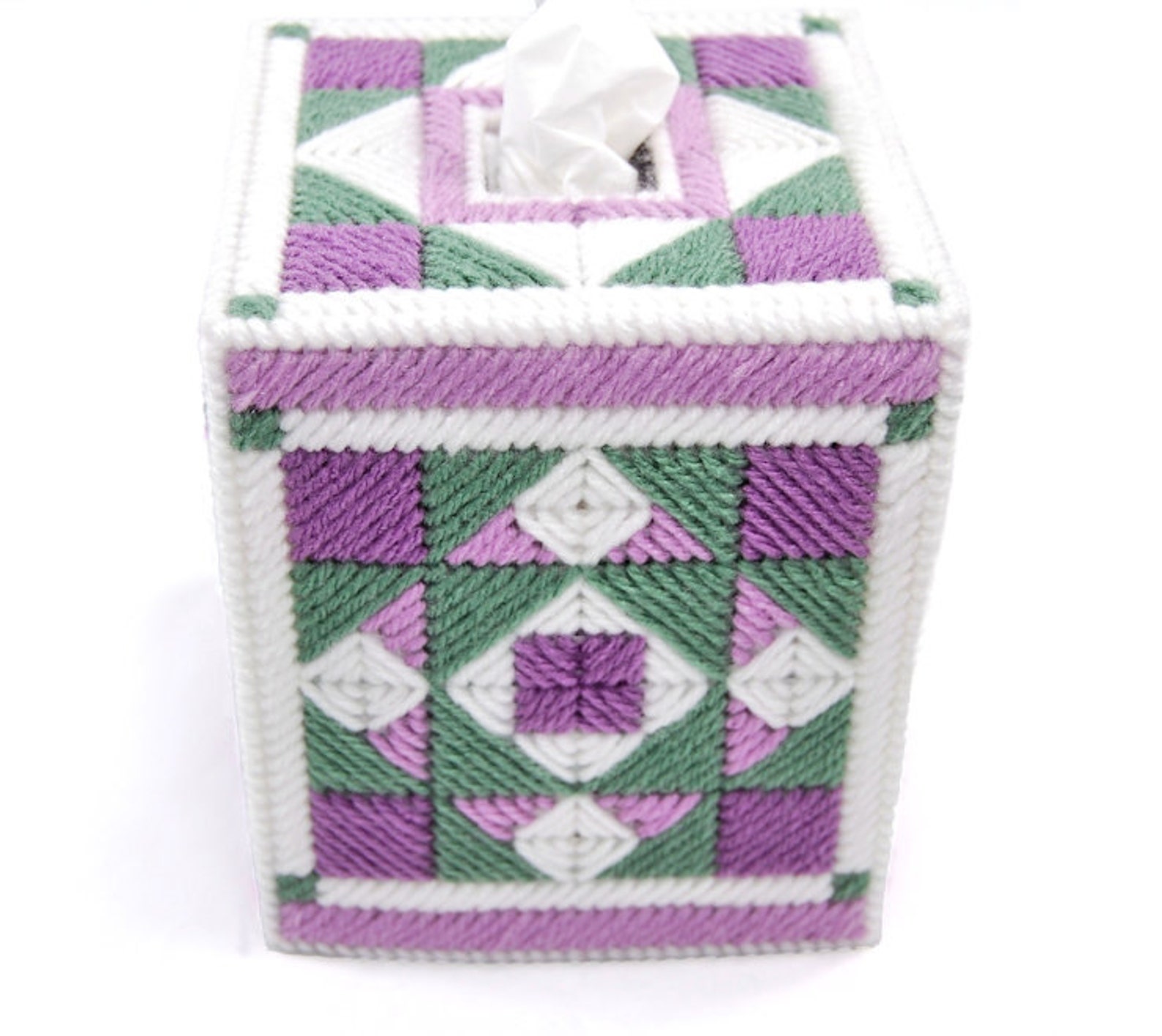 PATTERN: Quilted Tissue Box Cover #1 in Plastic Canvas - Etsy