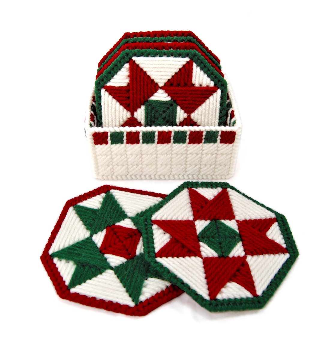 PATTERN: Christmas Quilt Coasters in Plastic Canvas - Etsy