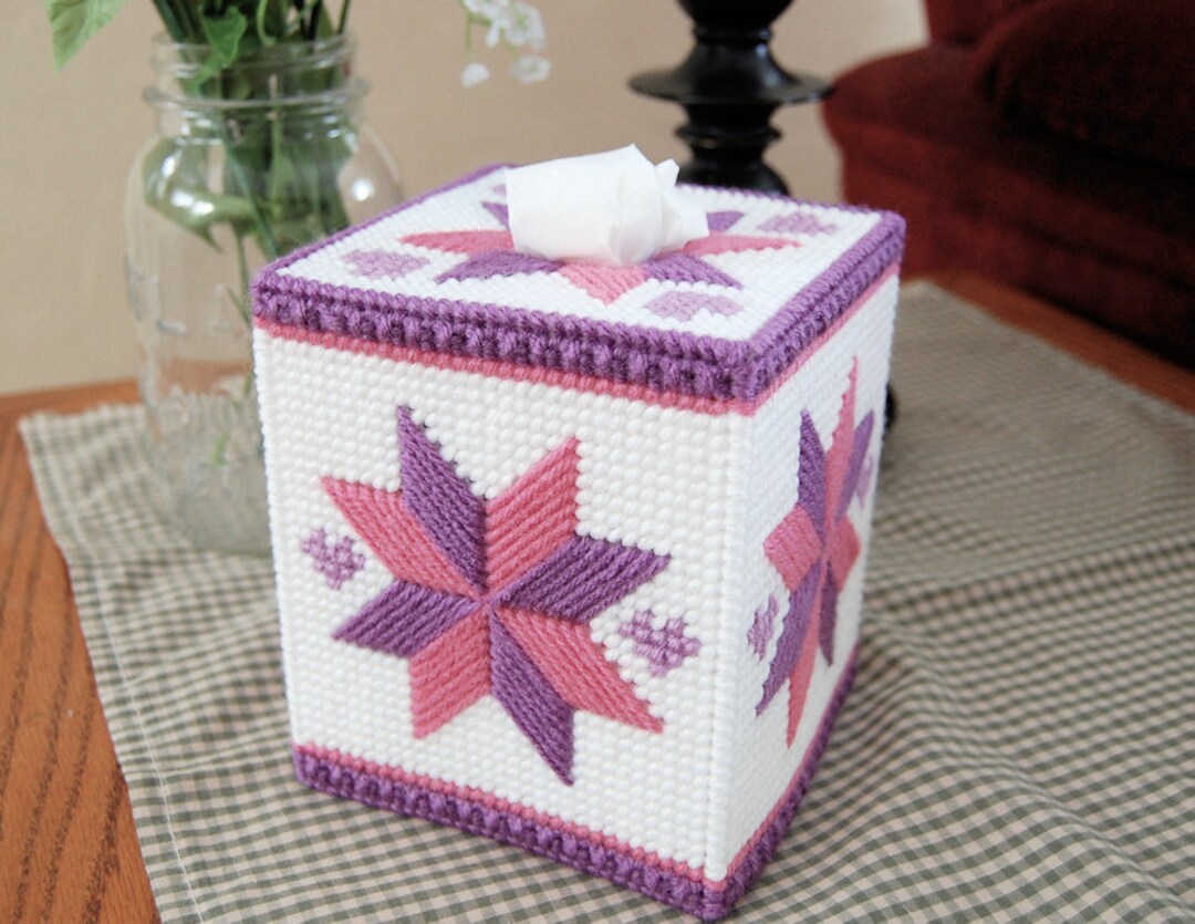 PATTERN: Valentine Star Tissue Box Cover in Plastic Canvas - Etsy