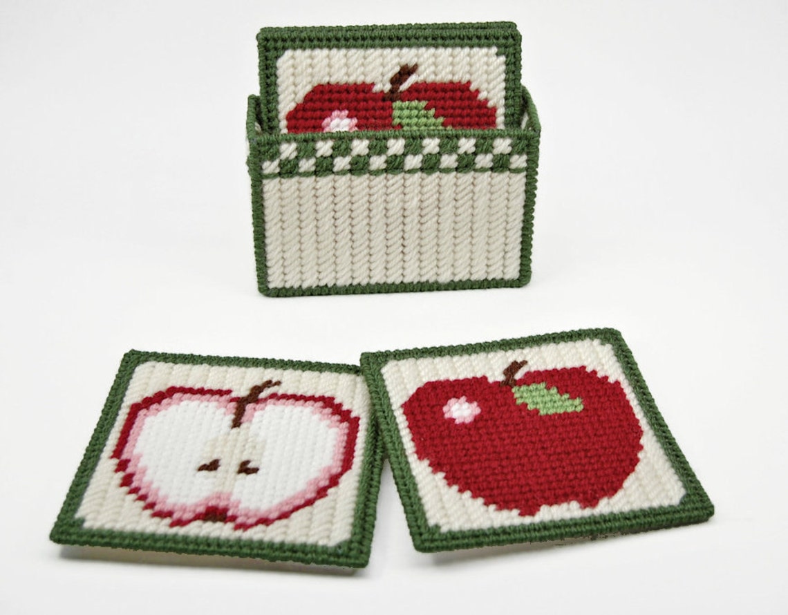 PATTERN: Country Apples Coasters Pattern in Plastic Canvas - Etsy