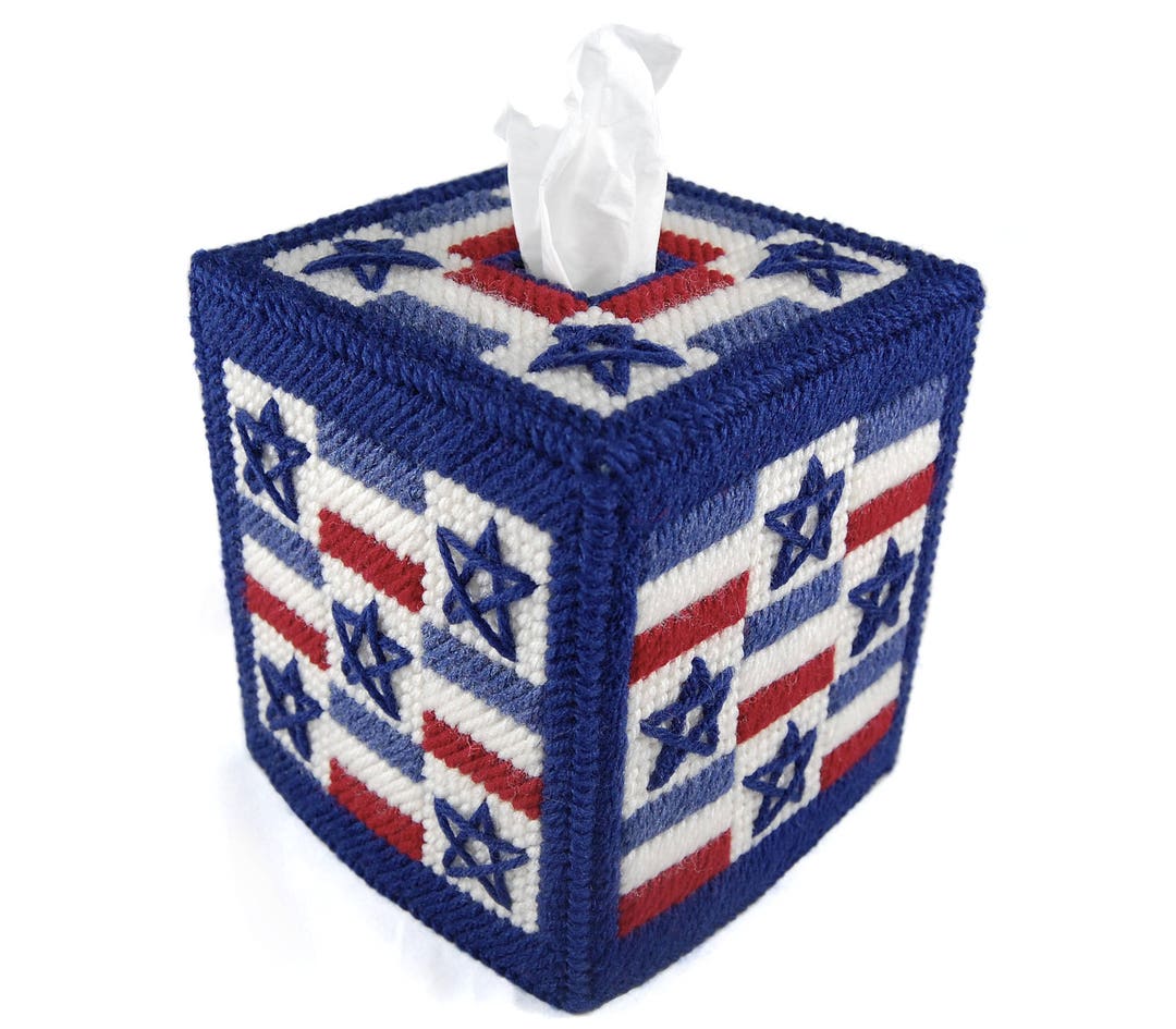 PATTERN: Stars and Stripes Tissue Box Cover in Plastic Canvas - Etsy