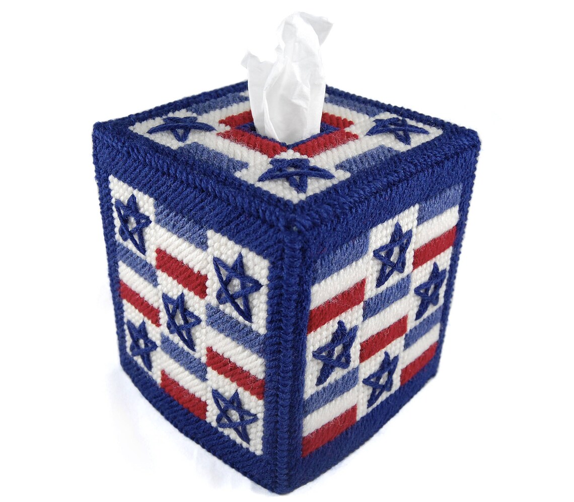 PATTERN: Stars and Stripes Tissue Box Cover in Plastic Canvas - Etsy
