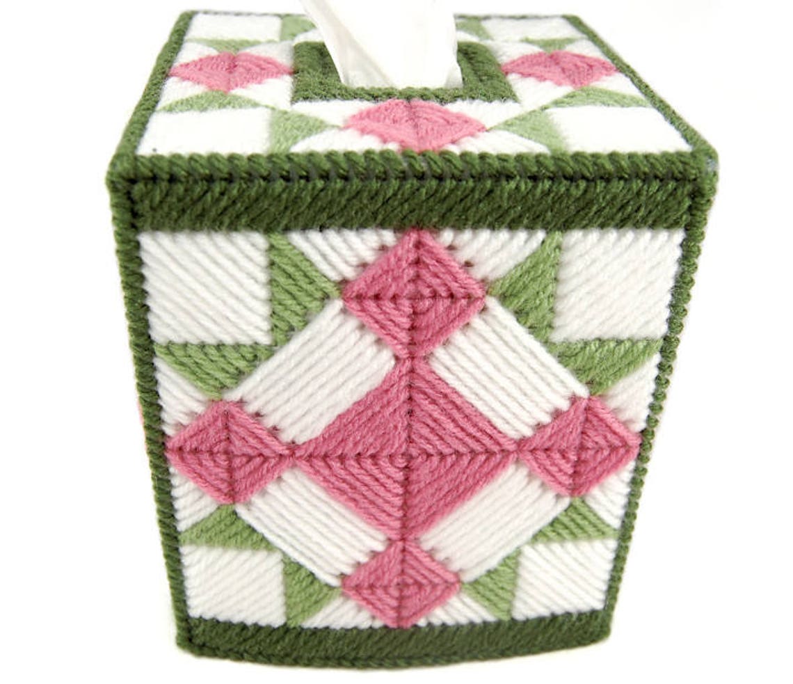PATTERN: Quilted Tissue Box Cover 2 in Plastic Canvas | Etsy