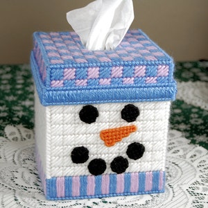 PATTERN: Quilted Snowman Tissue Box Cover in Plastic Canvas - Etsy