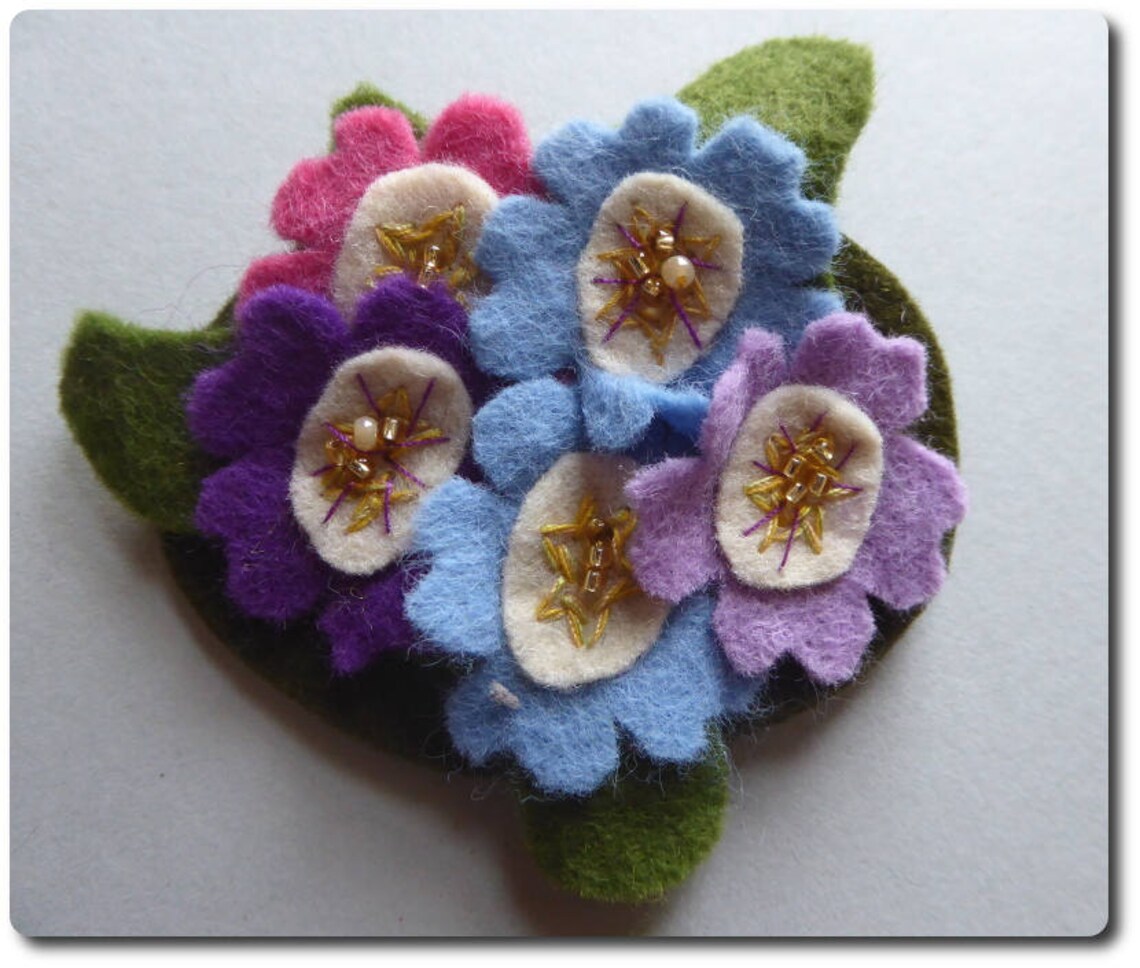 PRIMROSE Corsage in Blues and Purples Felt Brooch - Etsy