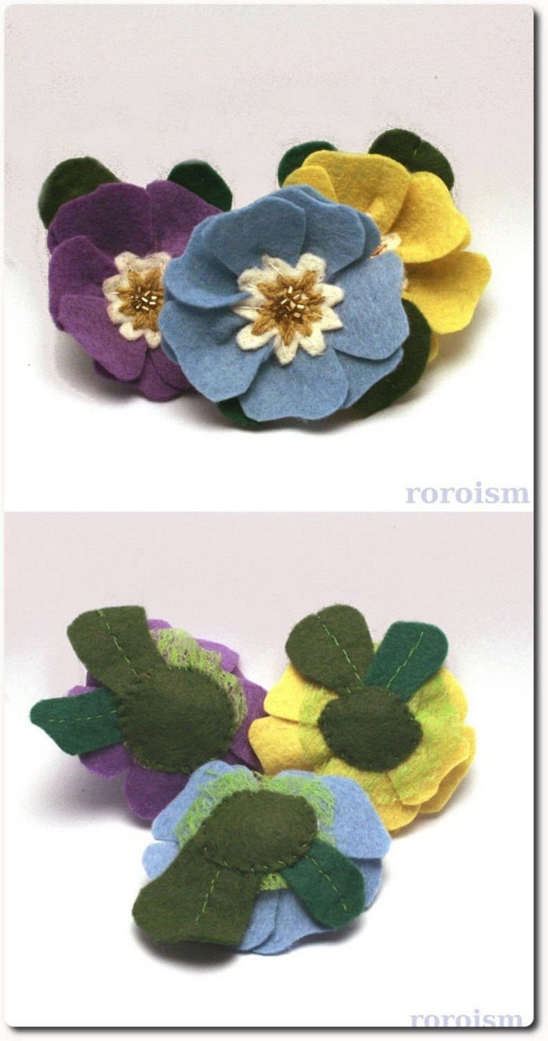 PRIMROSE Corsage in Blues and Purples Felt Brooch - Etsy