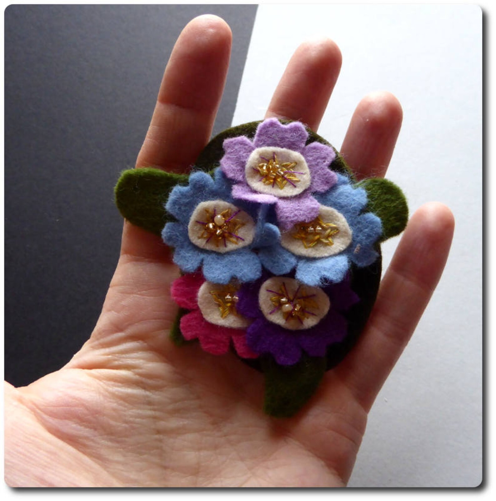 PRIMROSE Corsage in Blues and Purples Felt Brooch - Etsy