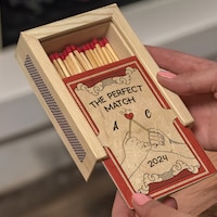 PERSONALIZED Couples Matchbox Wood | Custom Wood Matchbox for Couples ...