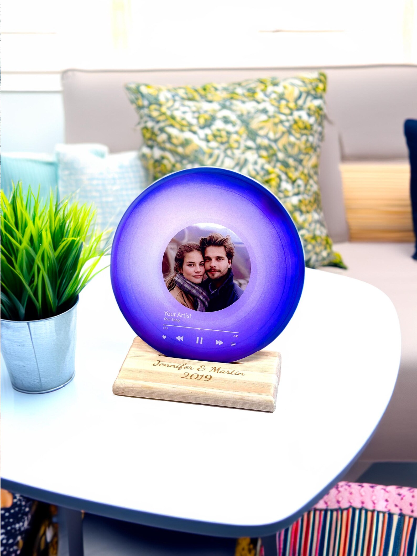 Personalized Vinyl Record Custom Song Plaque With Engraved Stand Print ...