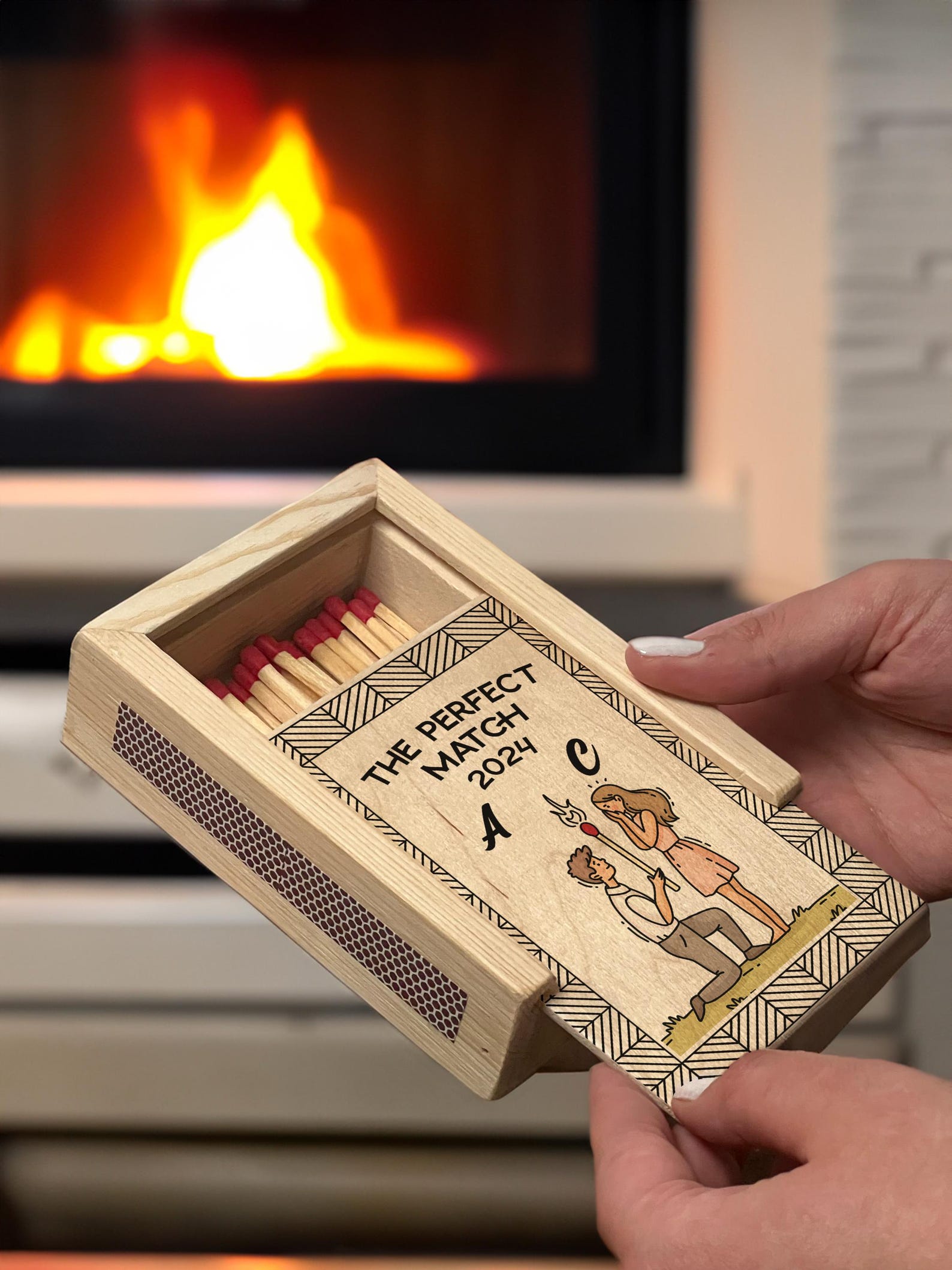 Personalized Couples Matchbox Wood | Custom Wood Matchbox for Couples ...