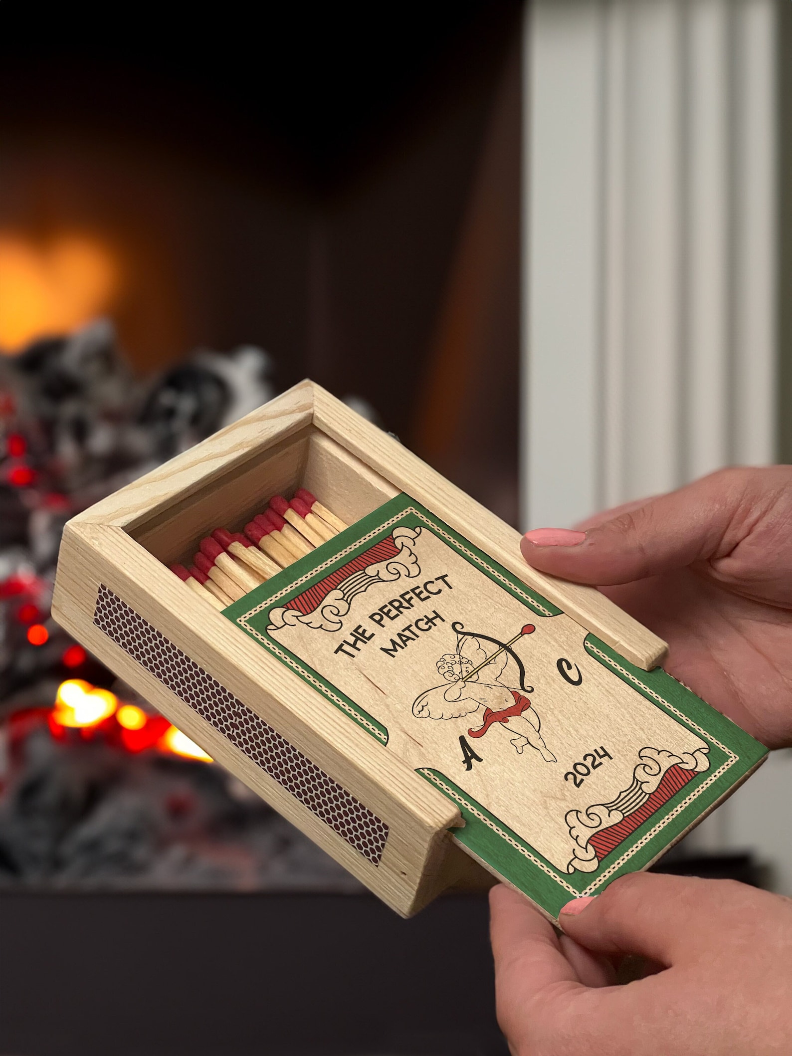 Personalized Couples Matchbox Wood | Custom Wood Matchbox for Couples ...