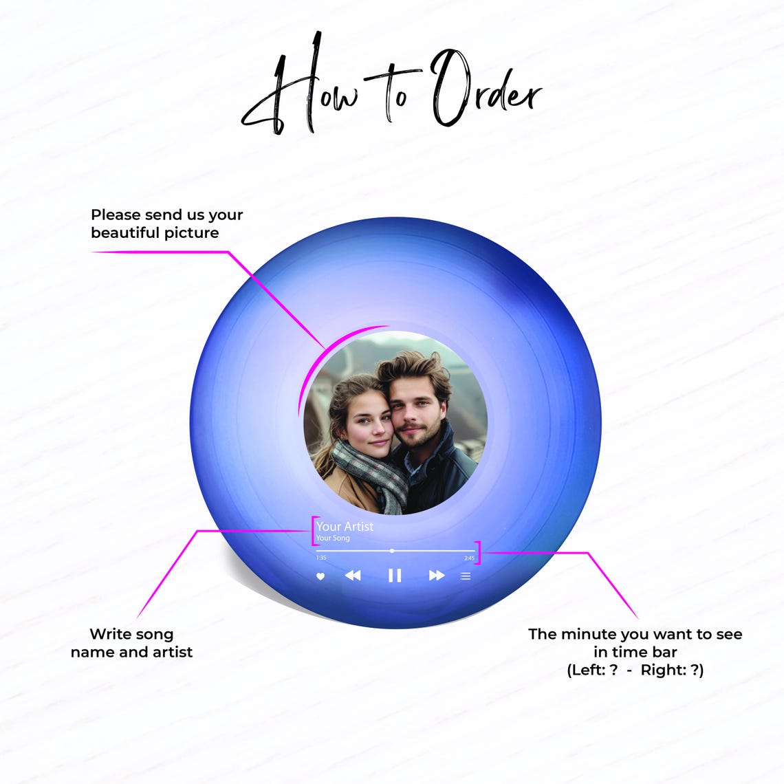 Personalized Vinyl Record Custom Song Plaque With Engraved Stand Print ...