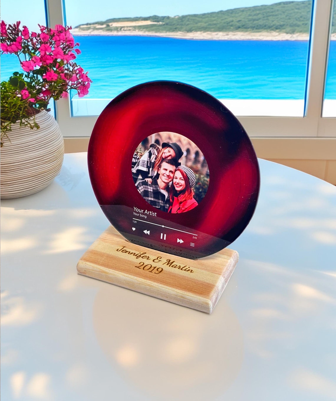 Personalized Vinyl Record Custom Song Plaque With Engraved Stand Print ...