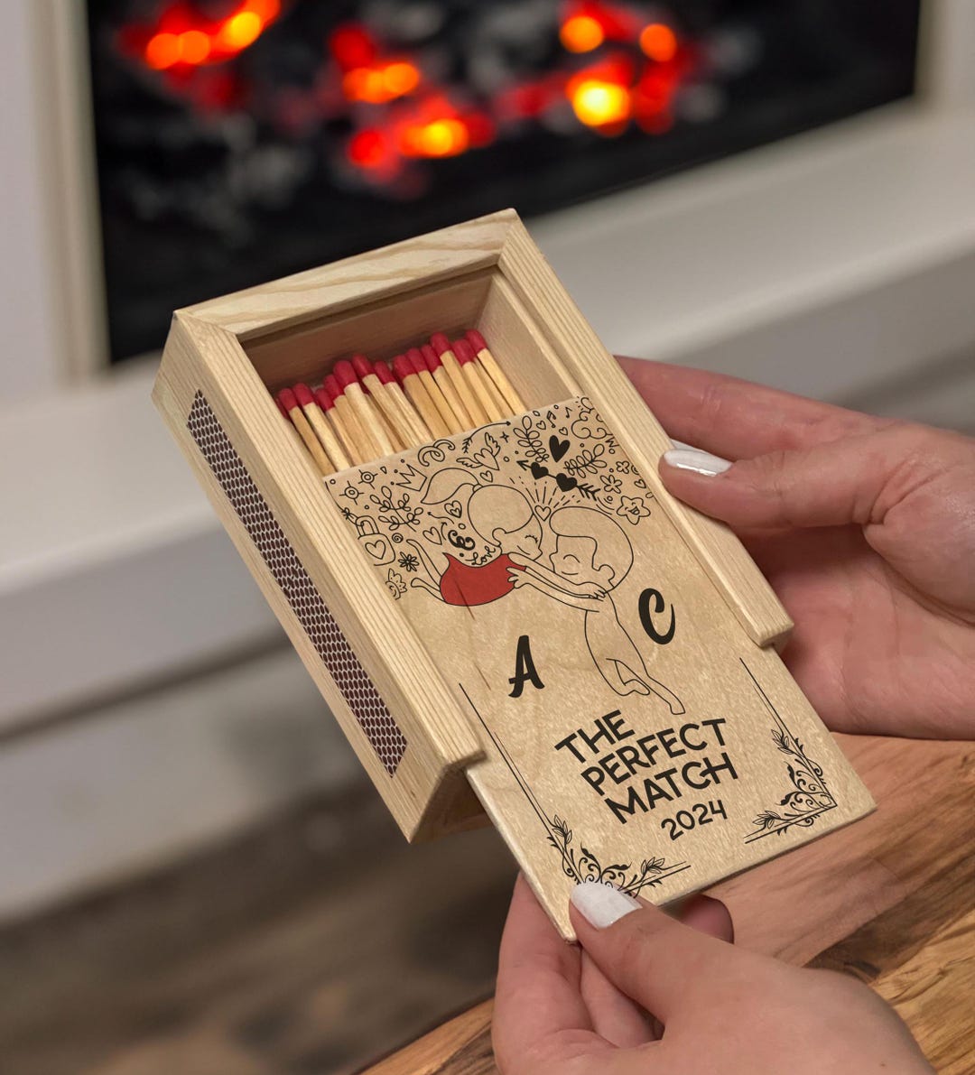 Handcrafted Wooden Matchbox for Couples | Personalized Keepsake Gift ...