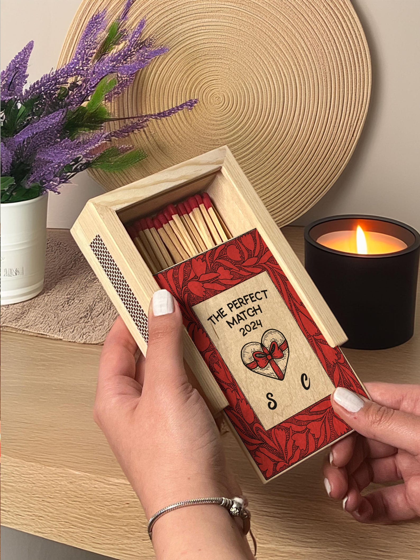 Personalized Couples Matchbox Wood | Custom Wood Matchbox for Couples ...