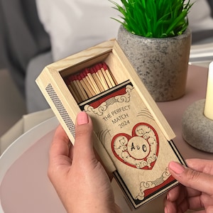 PERSONALIZED Couples Matchbox Wood | Custom Wood Matchbox for Couples ...