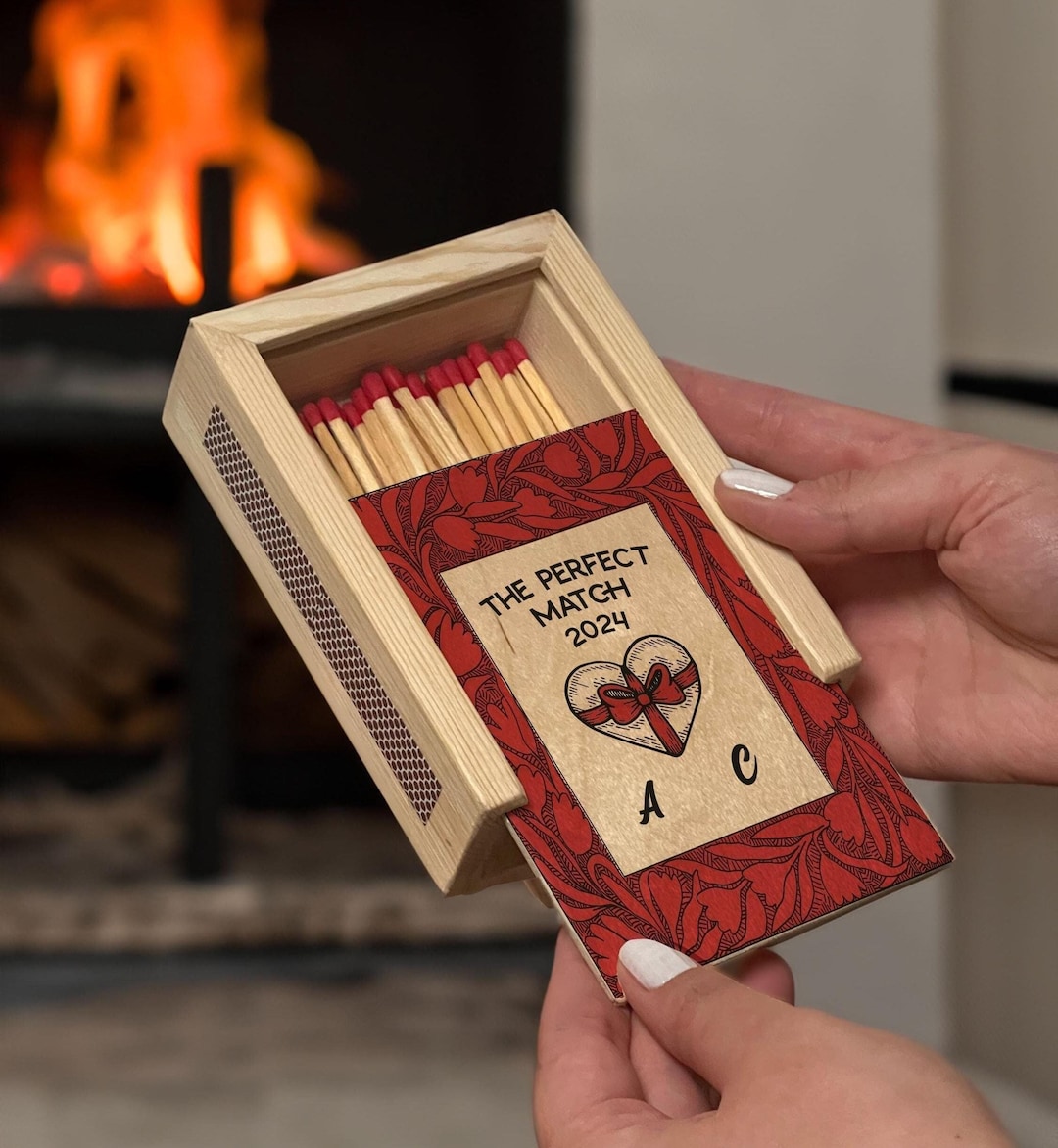 Personalized Couple’s Matchbox | Custom Wood Matchbox Gift | Wedding ...