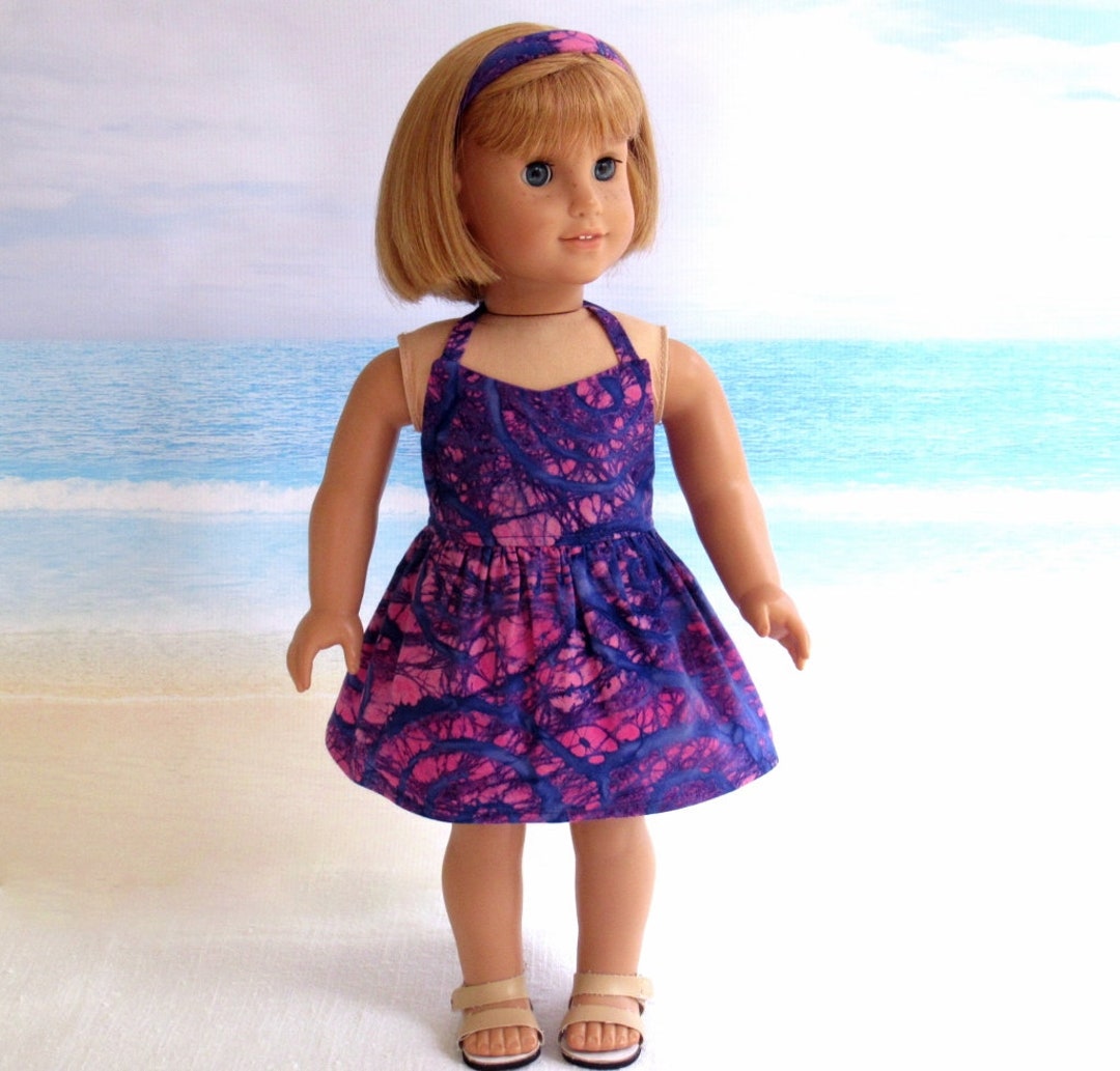 Purple Batik Halter Dress With Matching Headband, Fits 18 Inch Doll - Etsy
