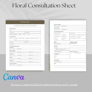 Floral Consultation Sheet - Editable in Canva - for Weddings and Other ...