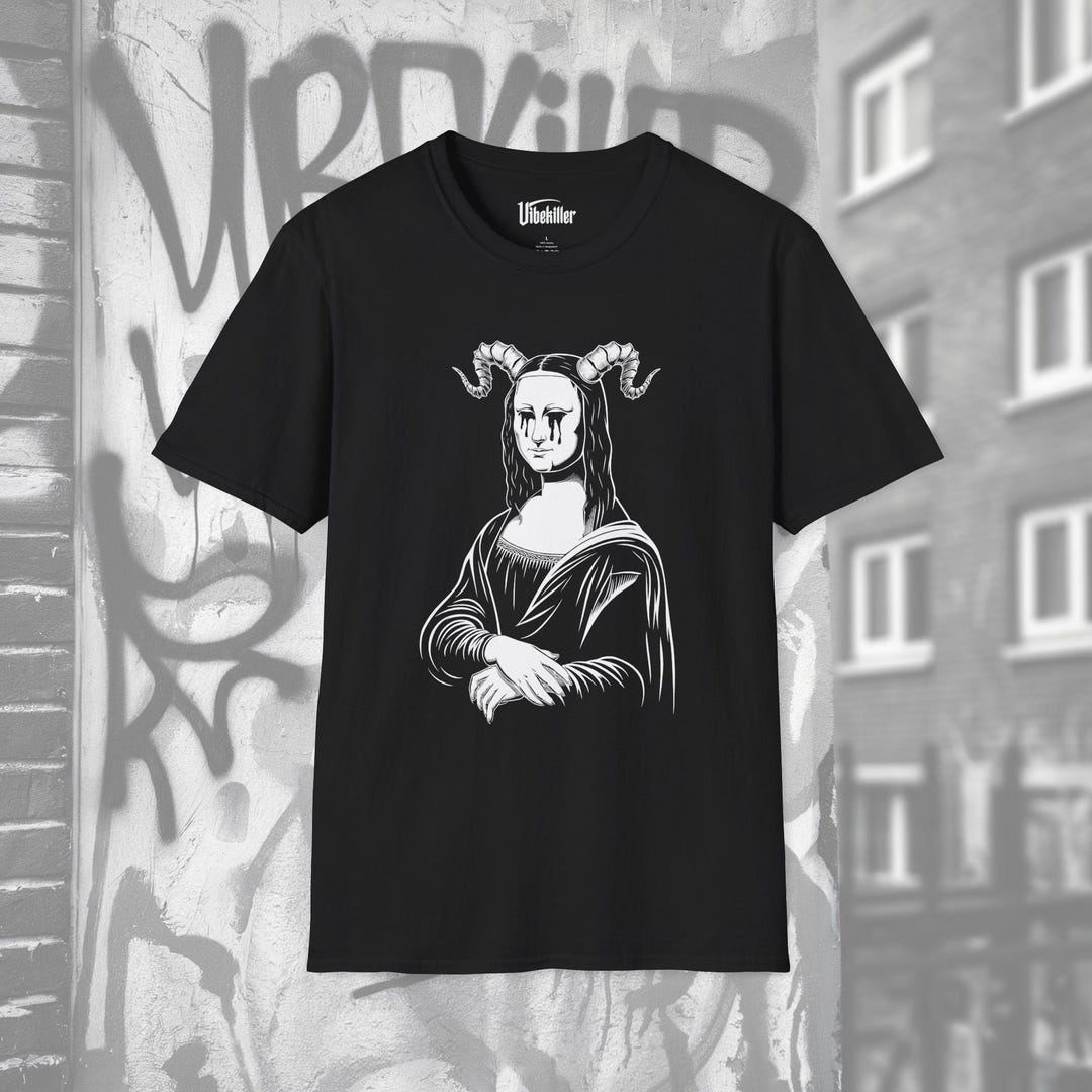 Moaner, Demon, Mona Lisa, Emo, Goth, Devil Graphic Tee, Dark Shirt, Alt ...