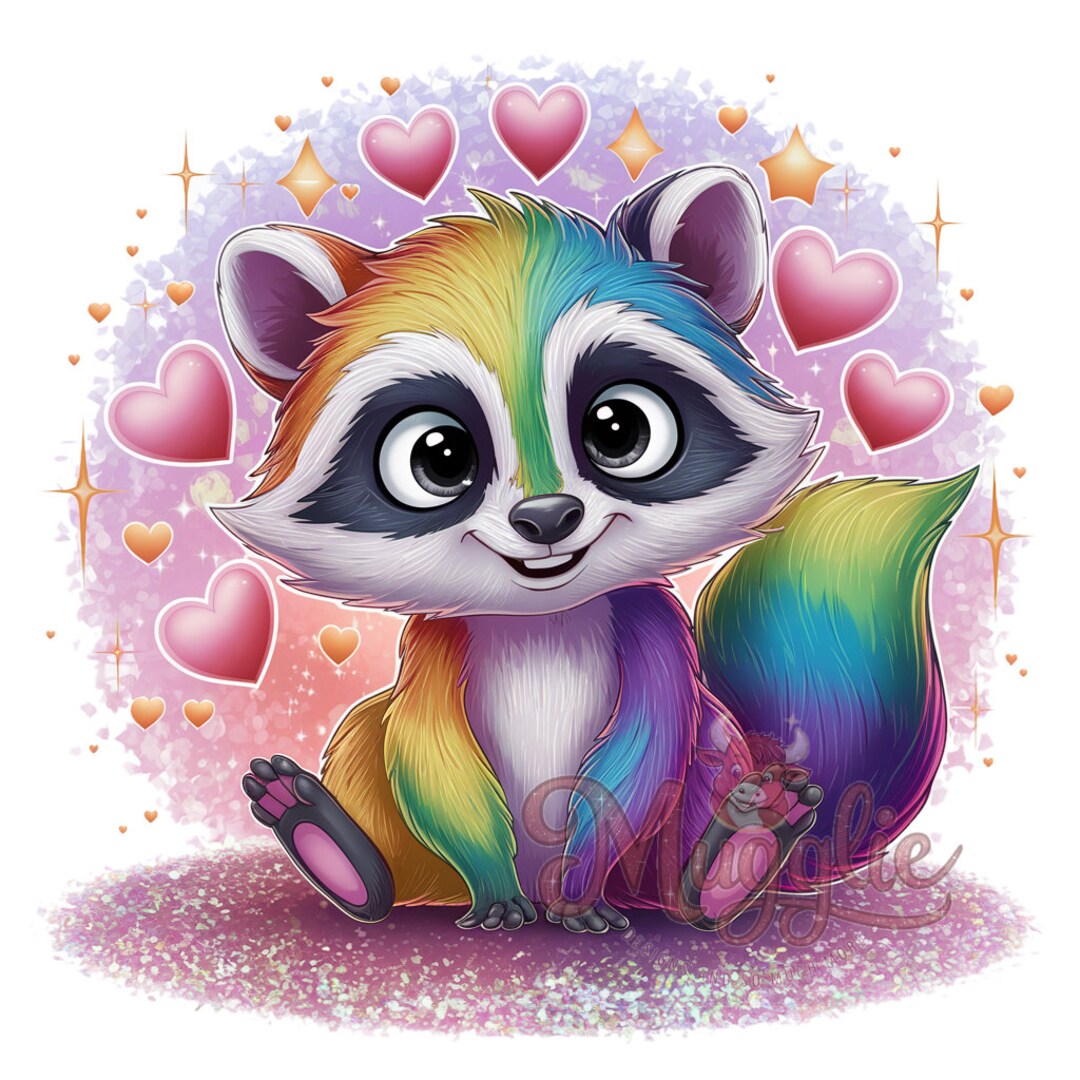 Racoon Design rainbow Racoon Racoon SVG Cute Racoon Love Racoon Funny ...