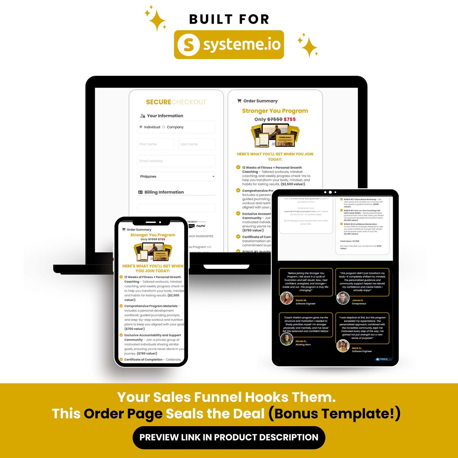 Systeme.io Funnel | Sales Funnel Templates | Fitness Sales Funnel ...