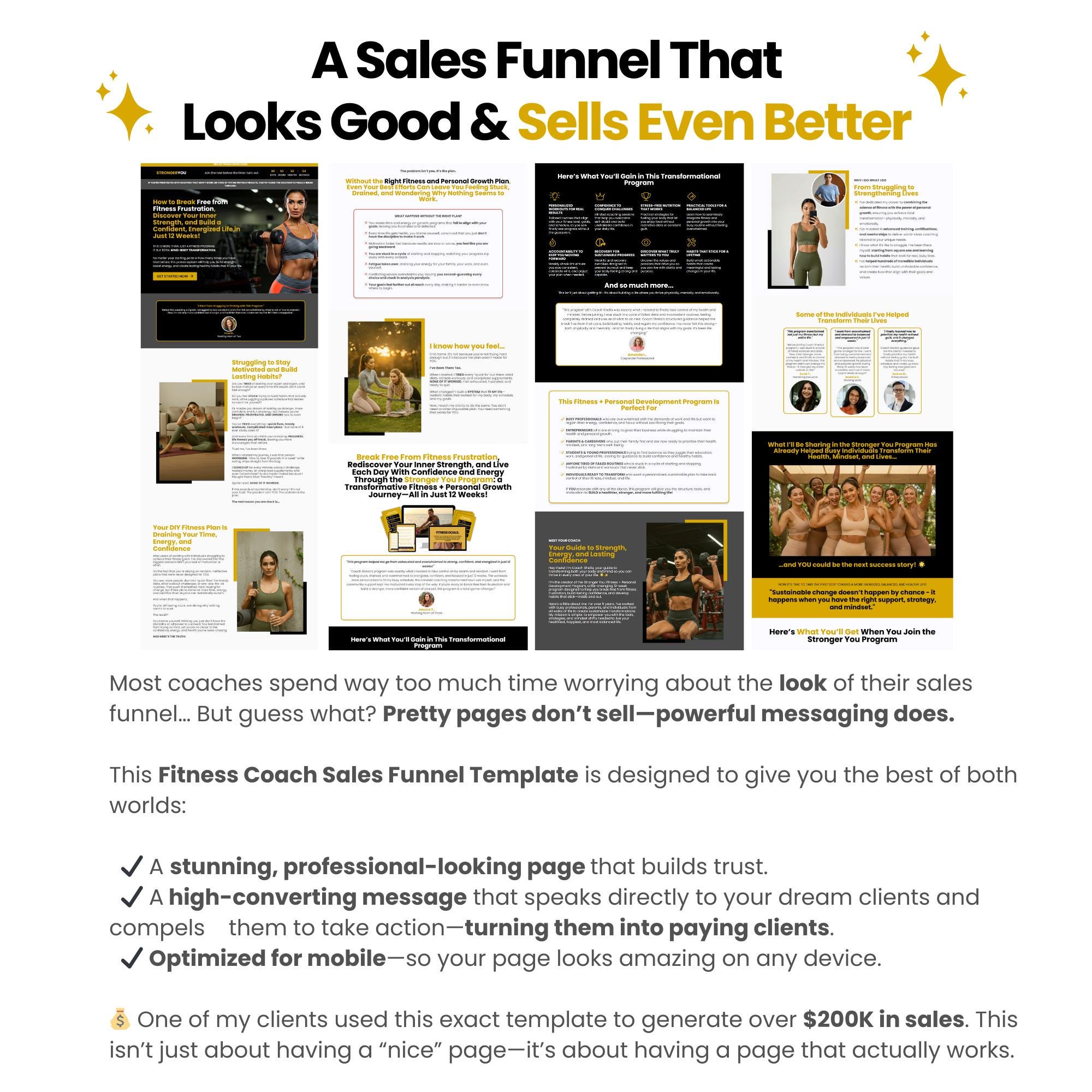 Fitness Coaching Sales Funnel Template: Systeme.io Website Design ...