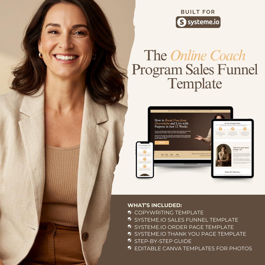 Life Coach Sales Funnel Template: Systeme.io Website & Sales Page ...