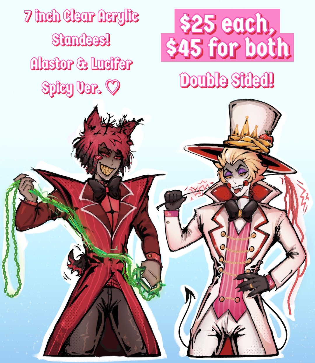 Hazbin Hotel Alastor & Lucifer Spicy Acrylic Standees - Etsy
