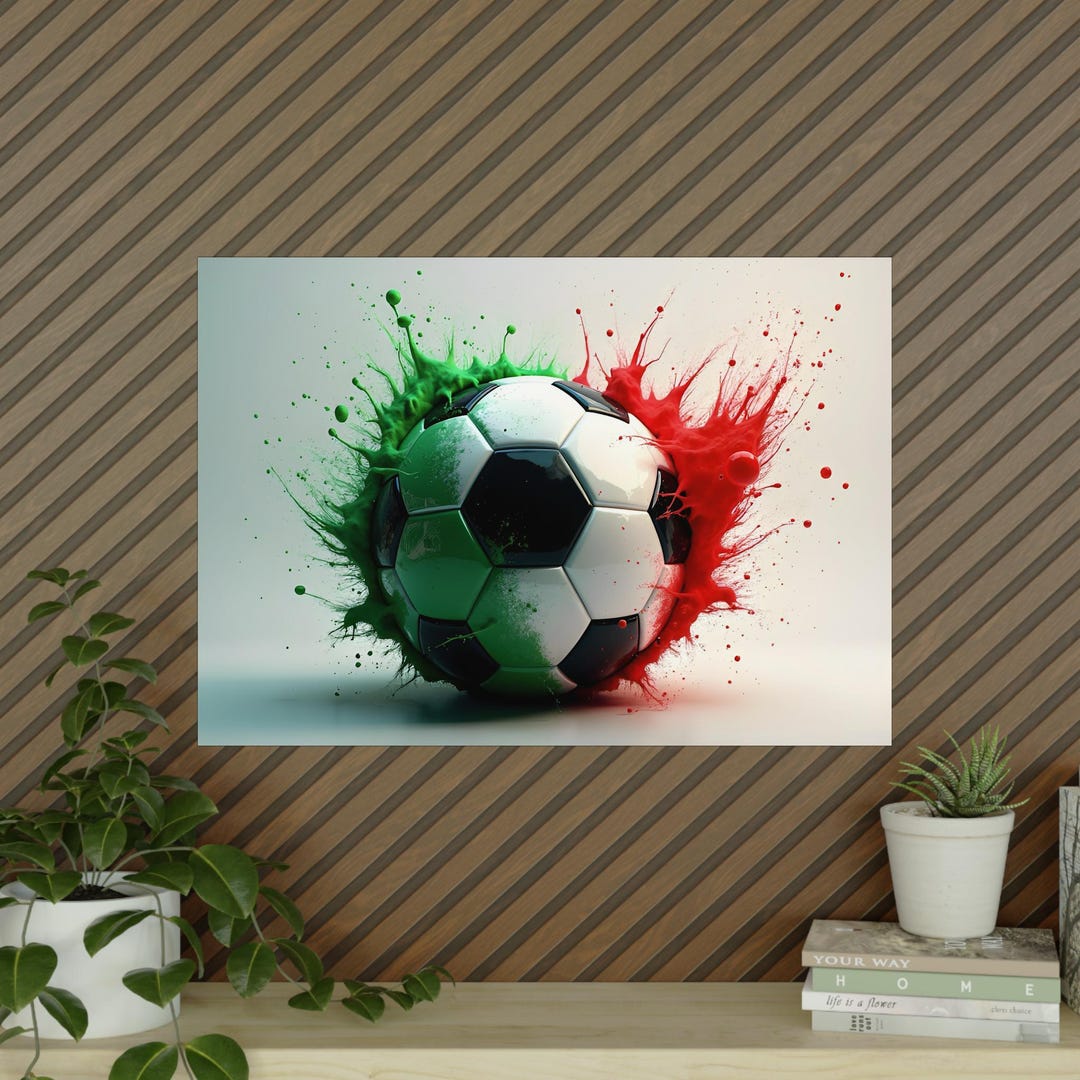 Italy Football Fan Poster, Soccer Ball Splashed in Italian Flag ...