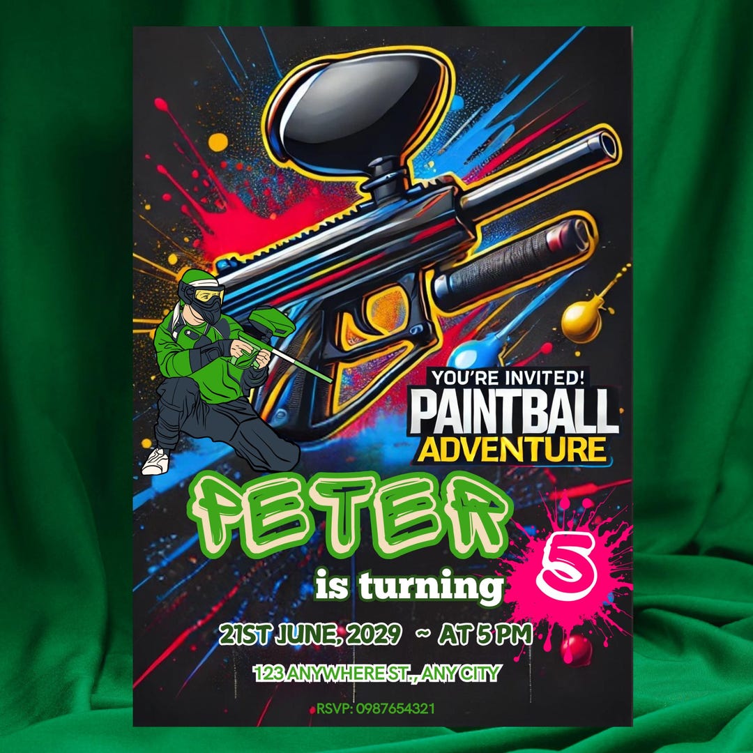 EDITABLE Paintball Birthday Invitation Boy Paintball Party Invite ...