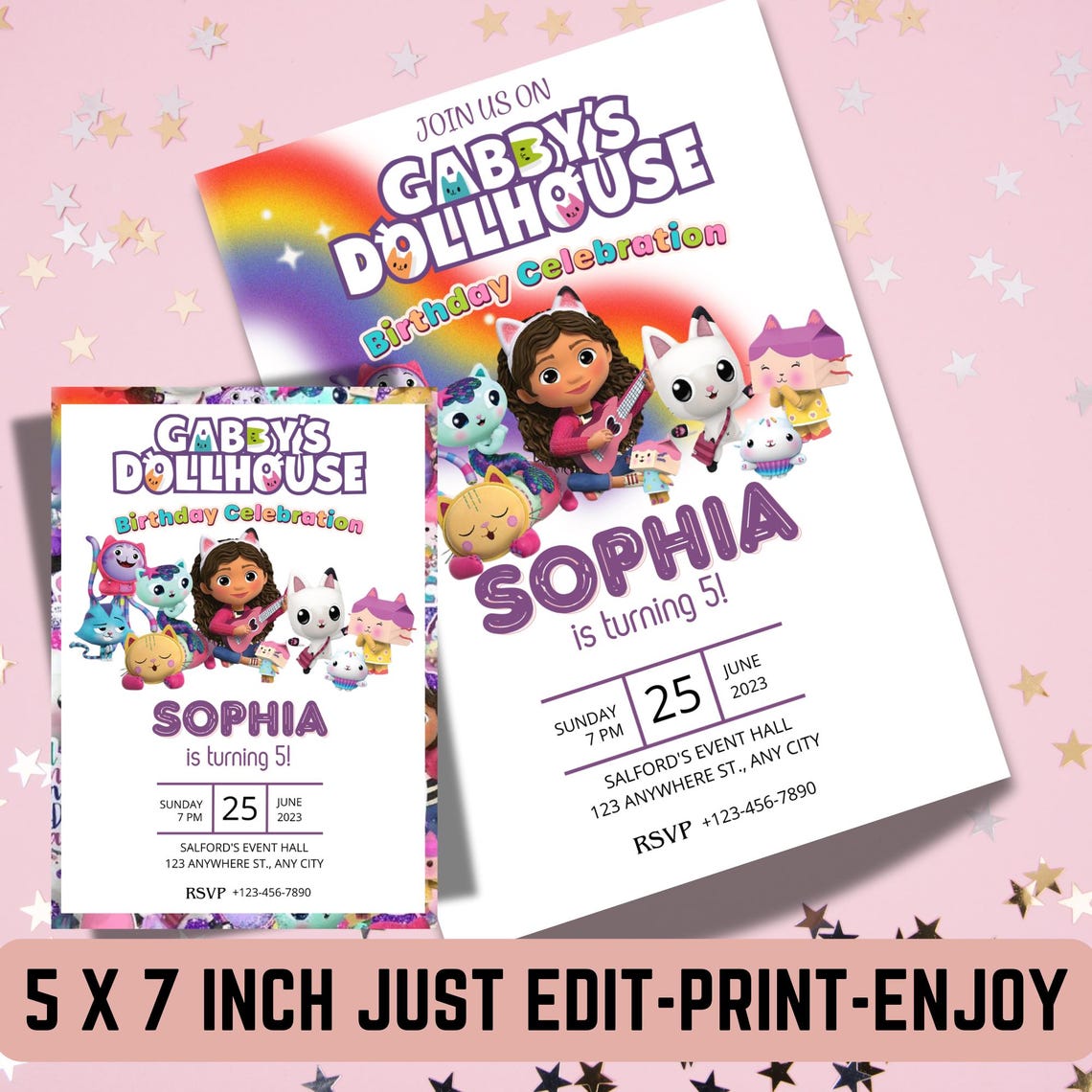 Editable Gabby's Dollhouse Birthday Invitation | Instant Download ...