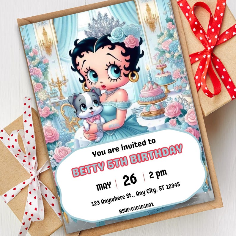 Betty Boop Princess Birthday Invitation: Editable Canva Template (5x7 ...