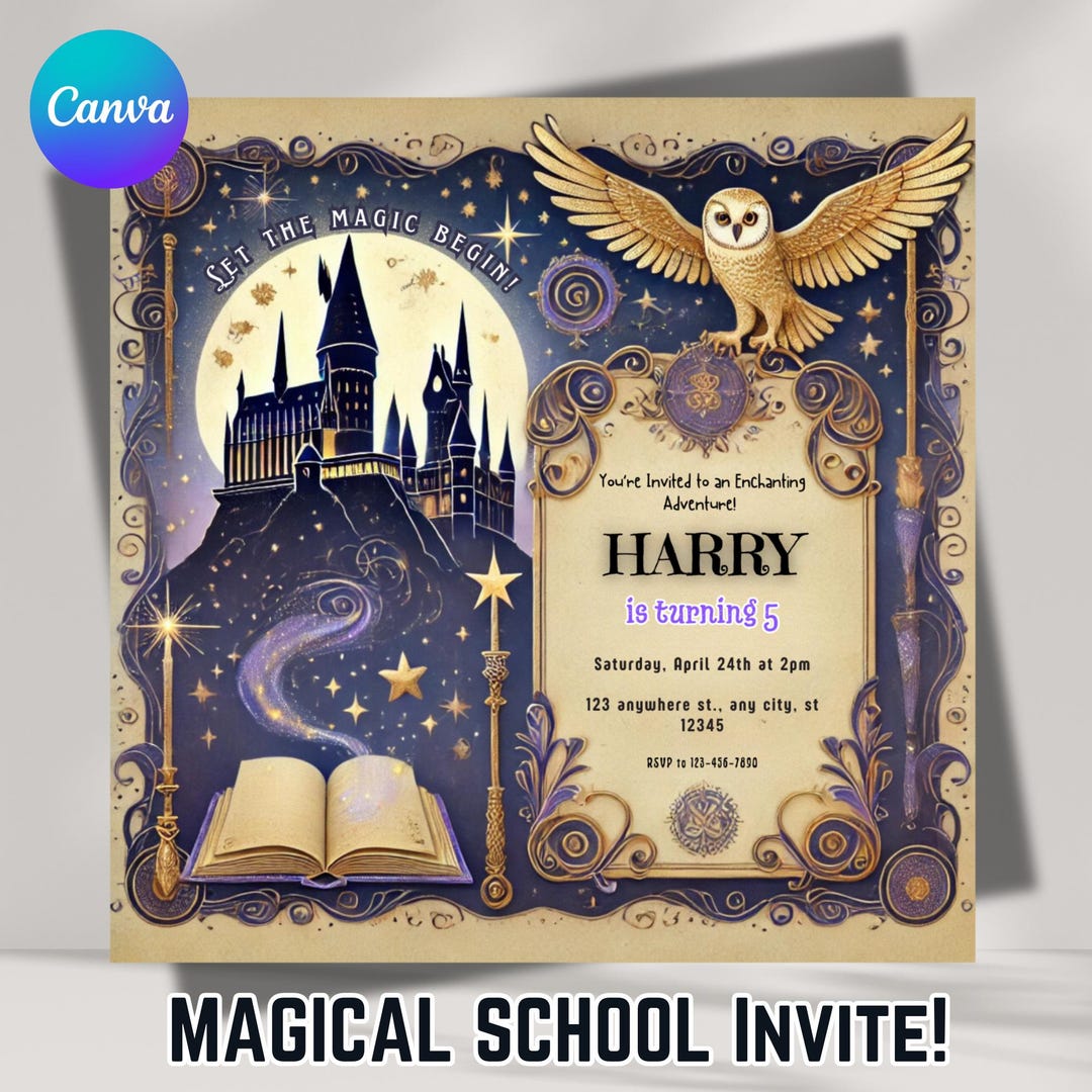 Wizard School Birthday Invitation: Fantasy Theme (digital Customizable ...