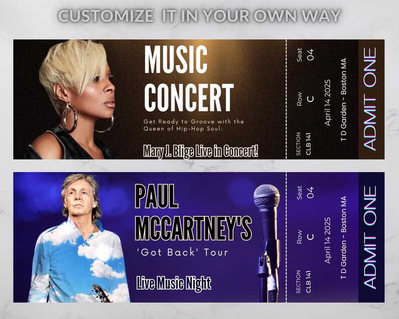 Editable Concert Ticket Template: Custom Event Invitation (digital ...
