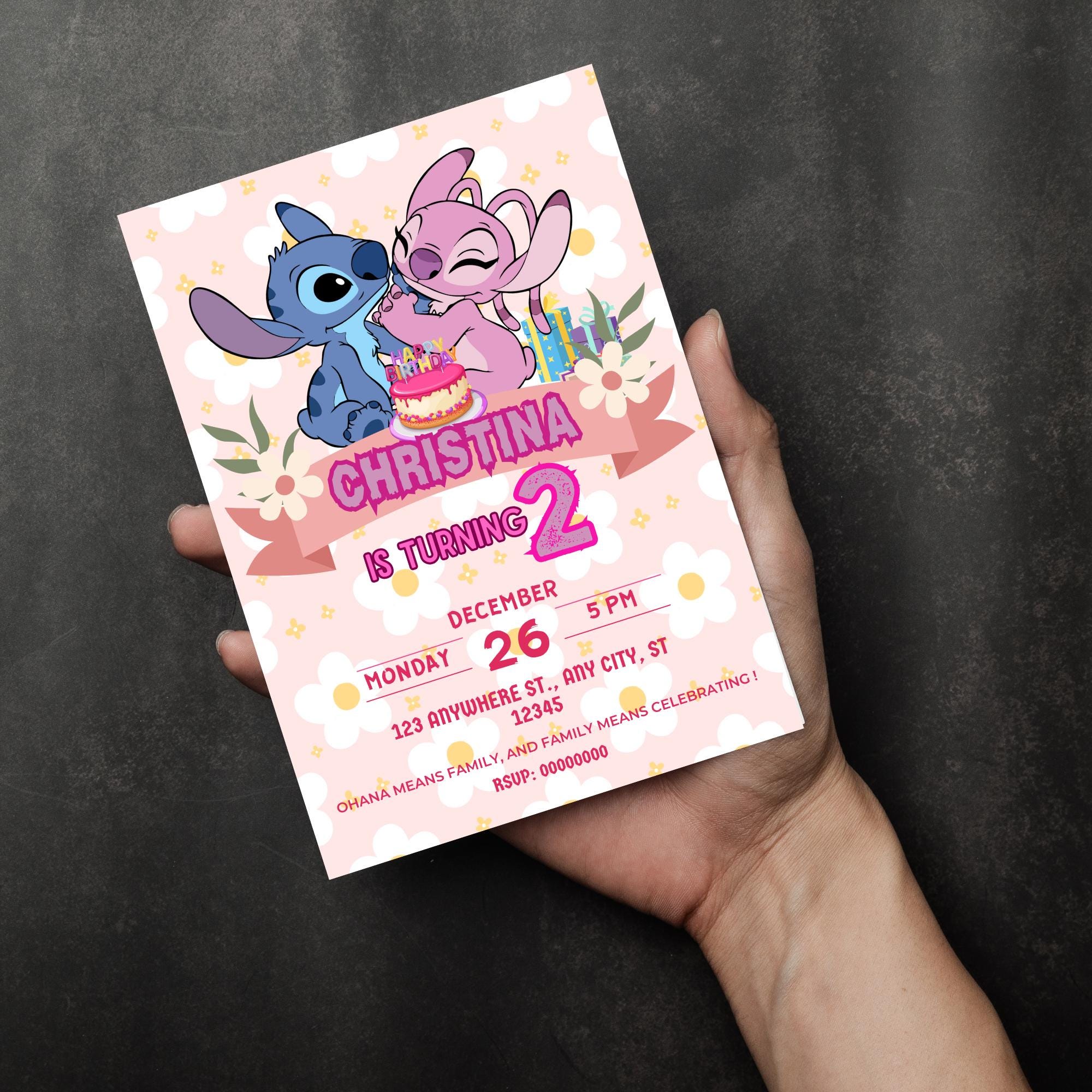 Editable Stitch Birthday Invitation Template 5x7 Inch Canva Design ...