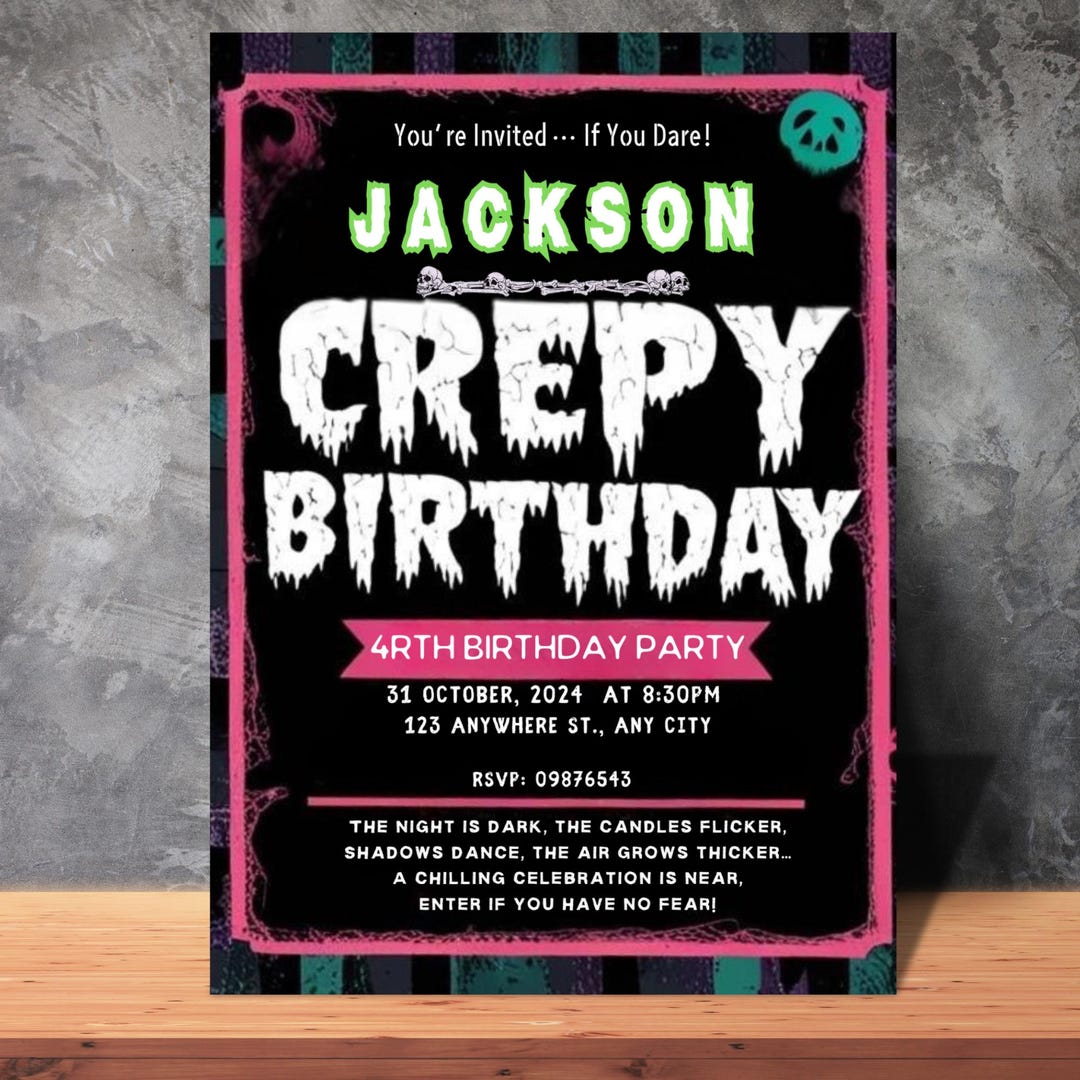 Creepy Horror Birthday Invitation | Scary Haunted Party Invite | Spooky ...