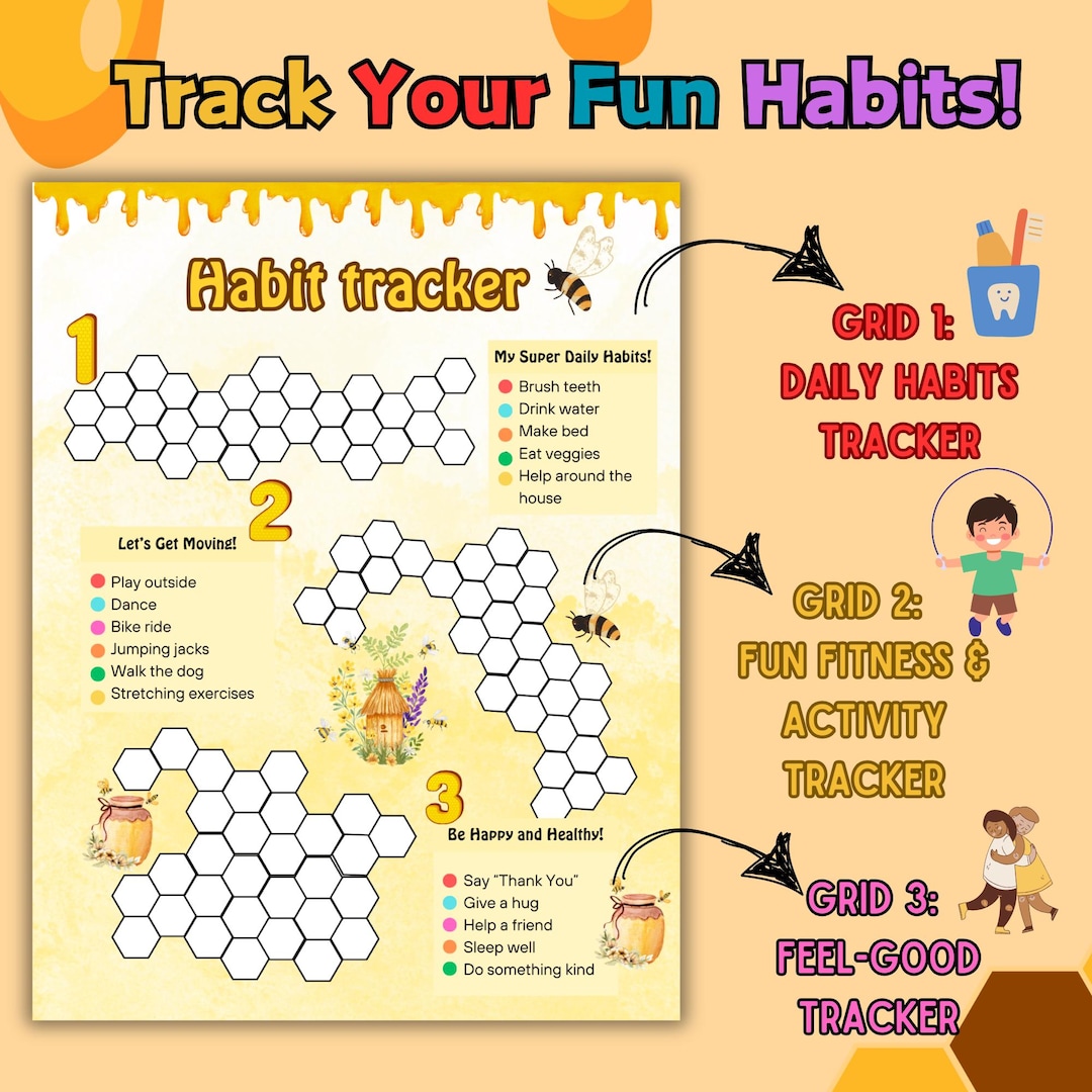 Fun Habit Tracker Templates |tracker Color, Digital Workout Tracker ...