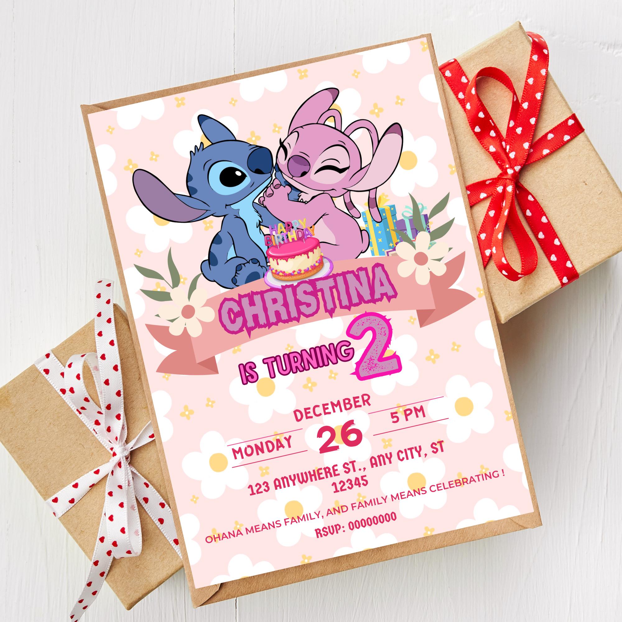 Editable Stitch Birthday Invitation Template 5x7 Inch Canva Design ...