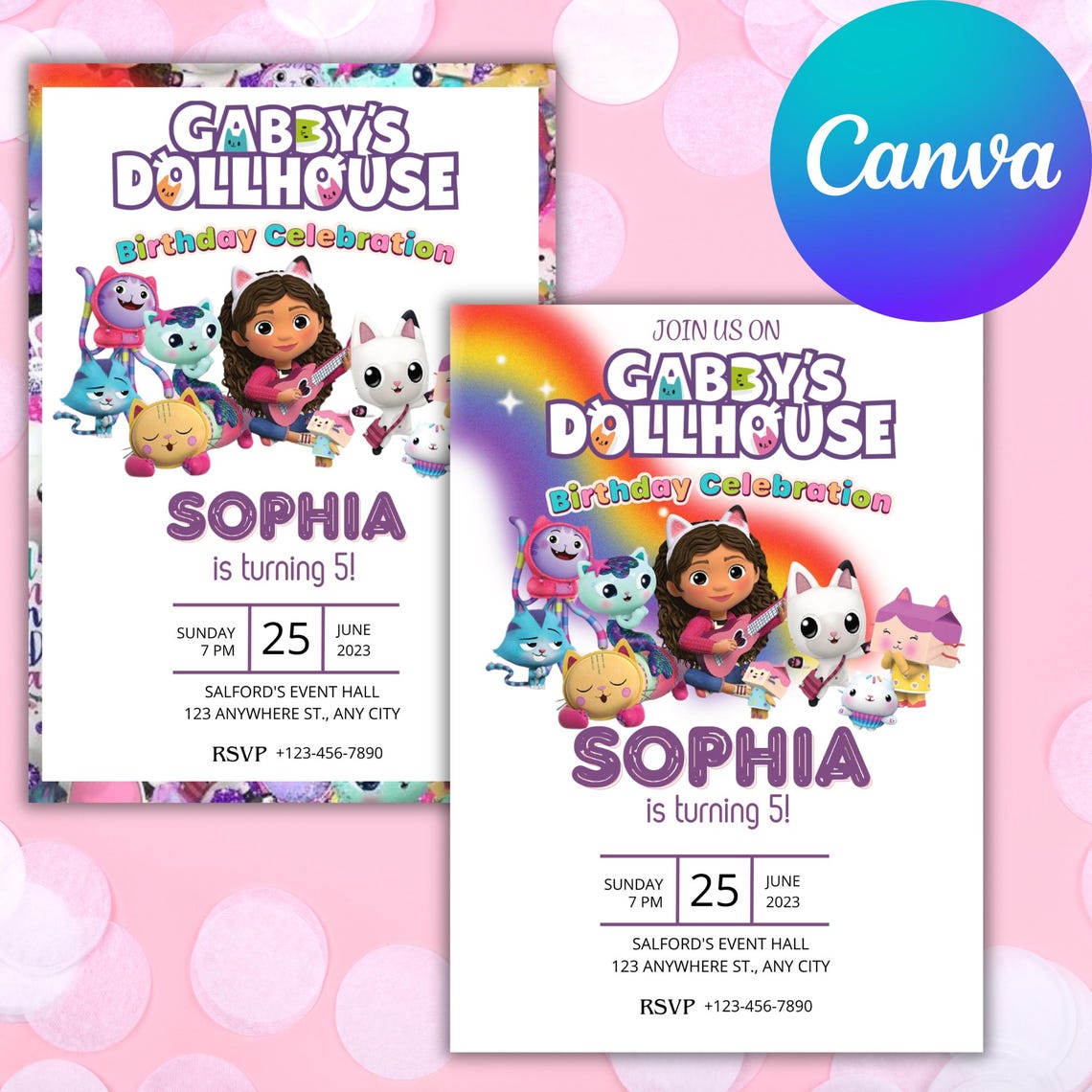 Editable Gabby's Dollhouse Birthday Invitation | Instant Download ...