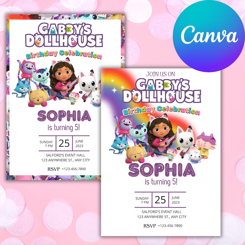 Editable Gabby's Dollhouse Birthday Invitation | Instant Download ...