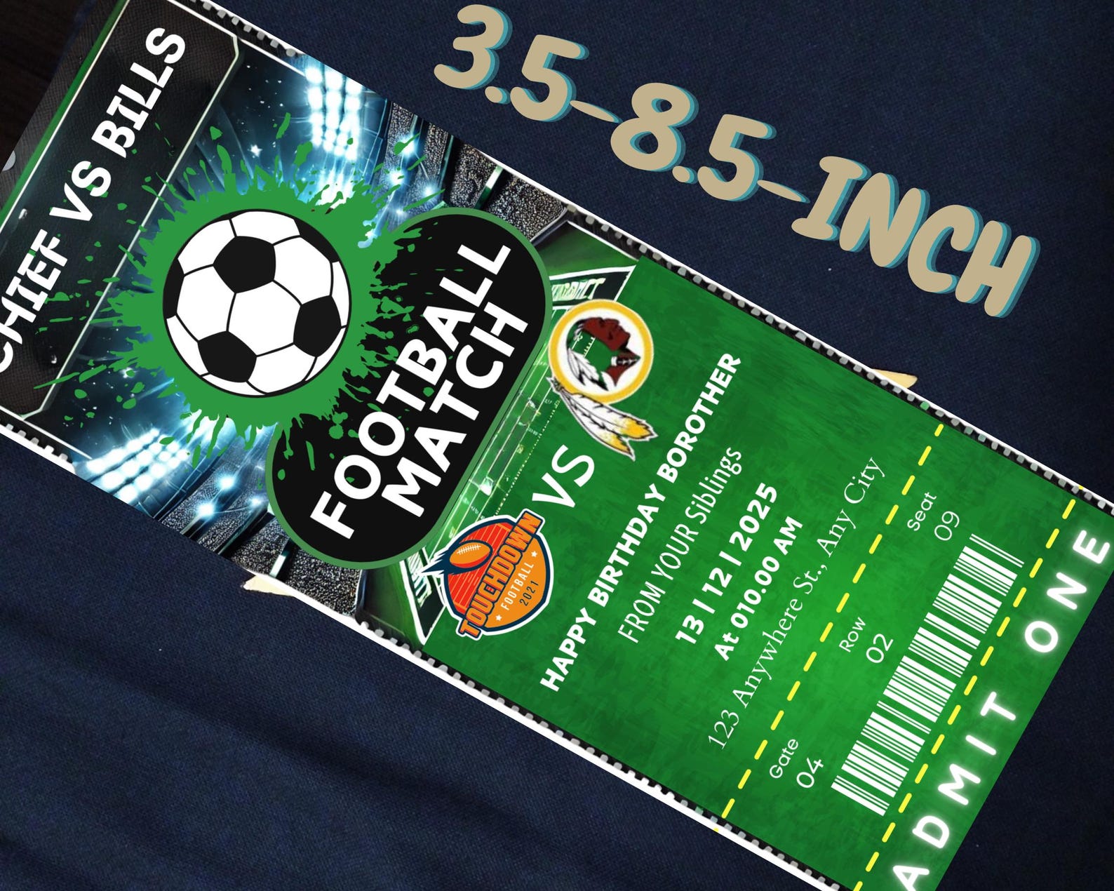 Editable Football Ticket Template, Custom Sports Game Gift Ticket ...
