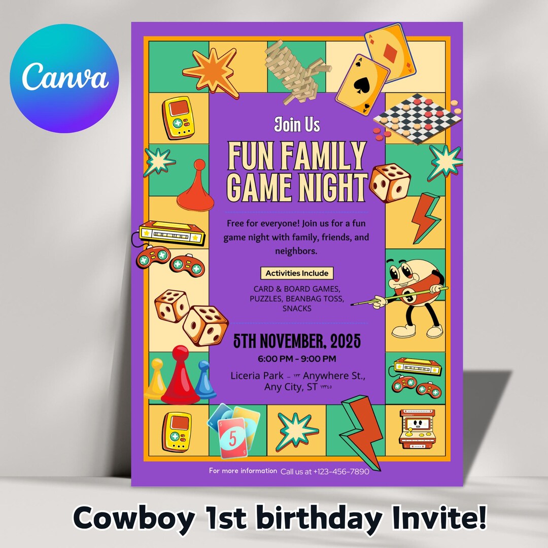 Editable Family Game Night Invitation Template (digital) - Etsy