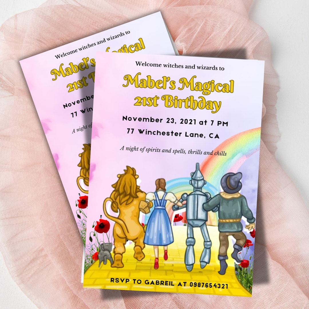 Wizard of Oz Birthday Invitation: Magical School Theme (editable ...